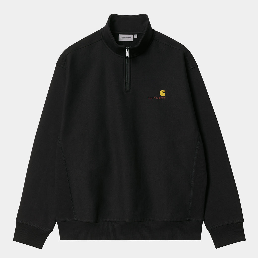 Carhartt Wip American Script Half Zip Sweatshirt Black Welcome