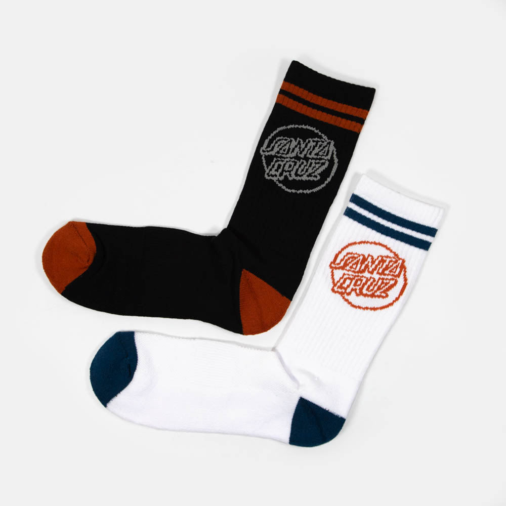 Santa Cruz - Kicks Socks (2 Pack) - Black / Pumpkin & White / Dark Tea ...