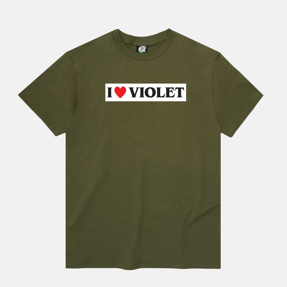 Violet - I Heart Violet T-Shirt - Army Green – Welcome Skate Store