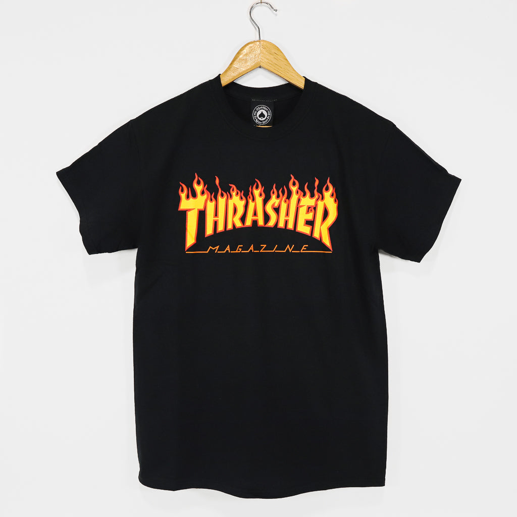 Thrasher Magazine - Flame Logo T-Shirt - Black | Welcome Skate Store